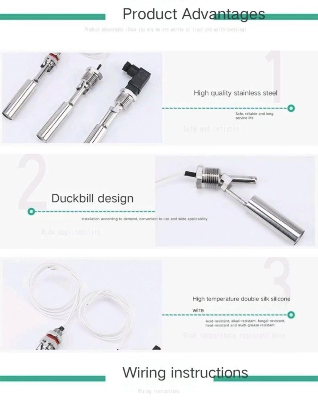 Stainless Steel Side Mounted Duckbill Float Switch Liquid Level Switch ...