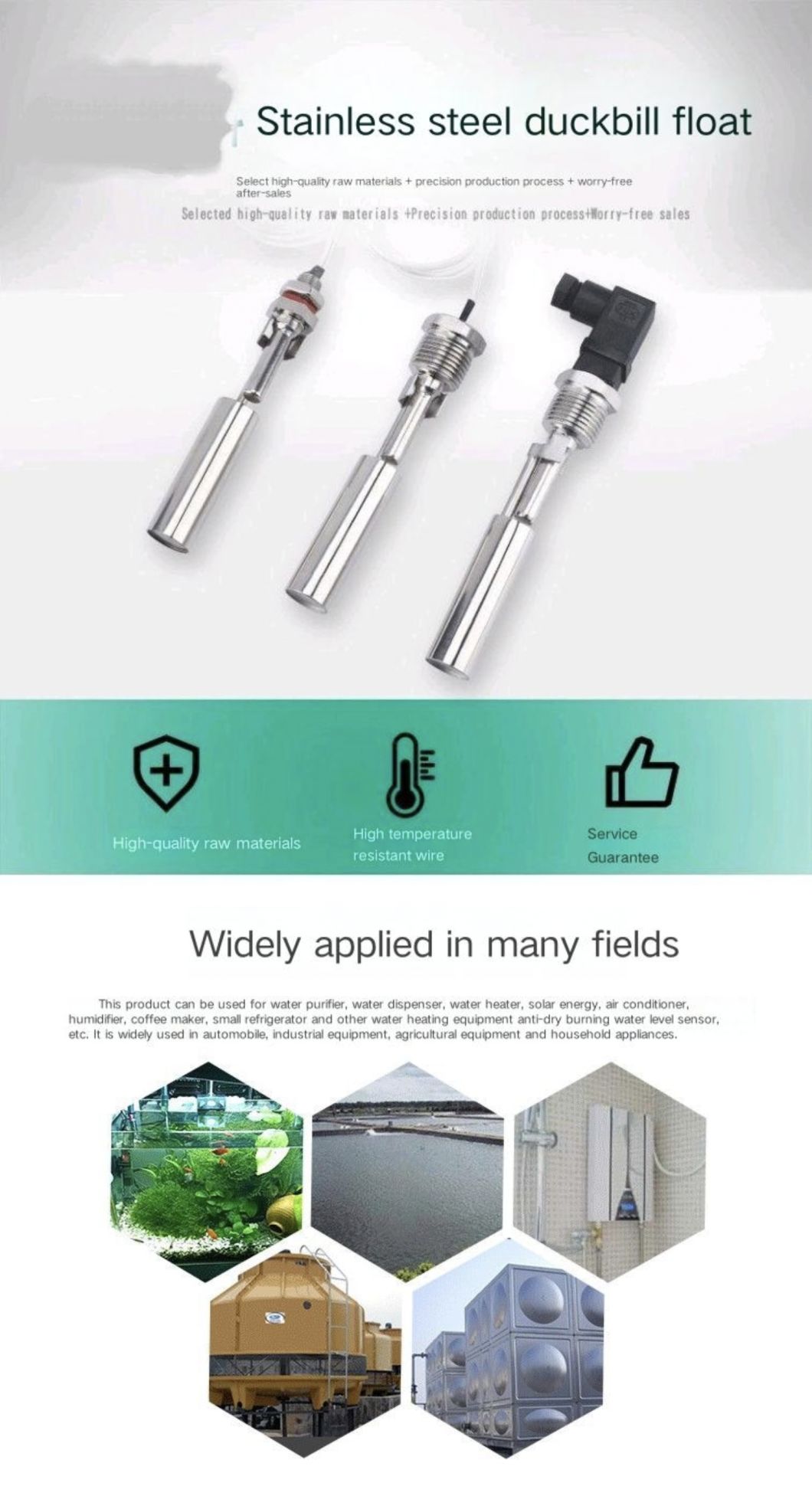 Stainless Steel Side Mounted Duckbill Float Switch Liquid Level Switch ...